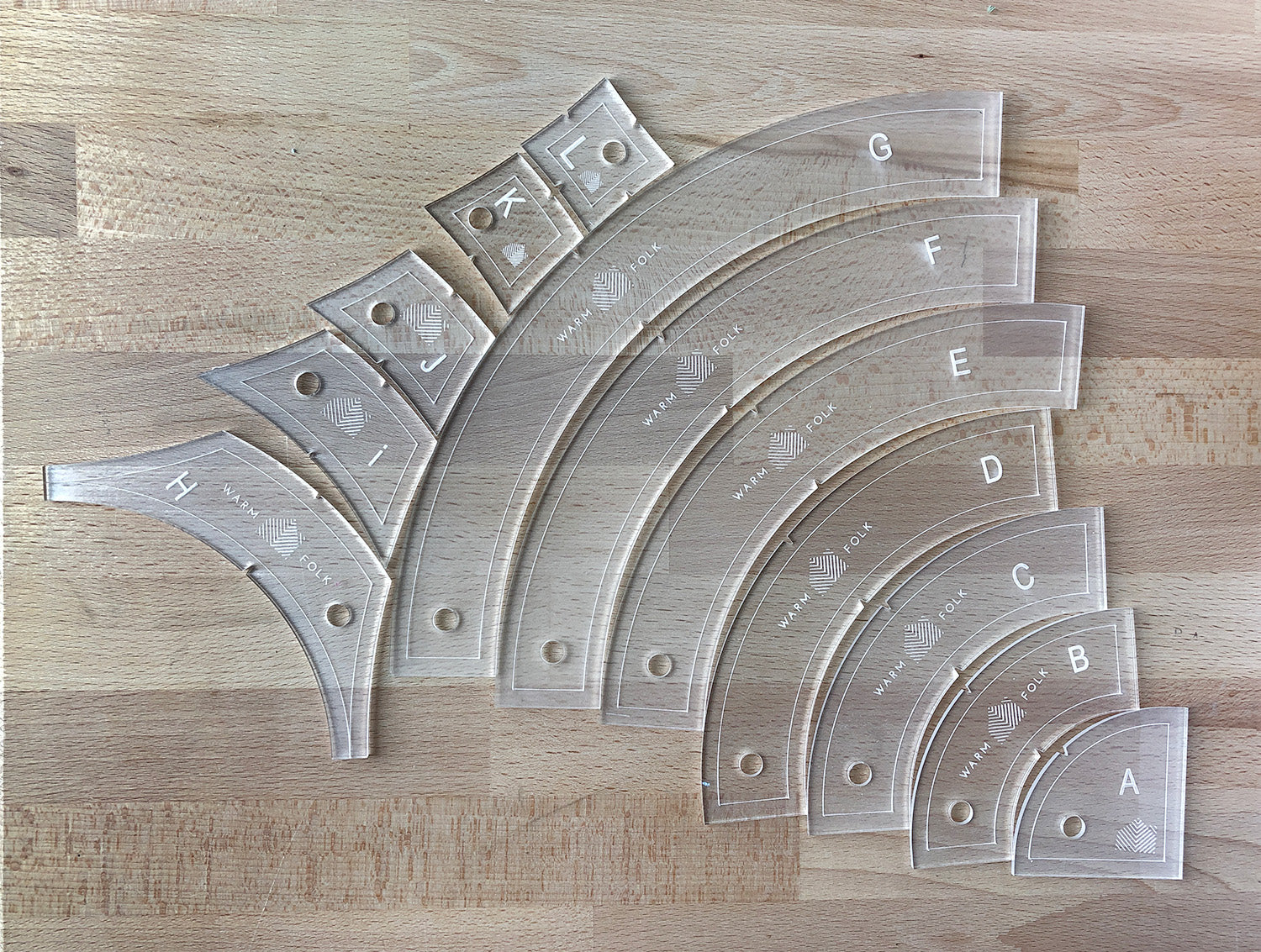 Many Nested Curves Acrylic Template Set – WarmFolk